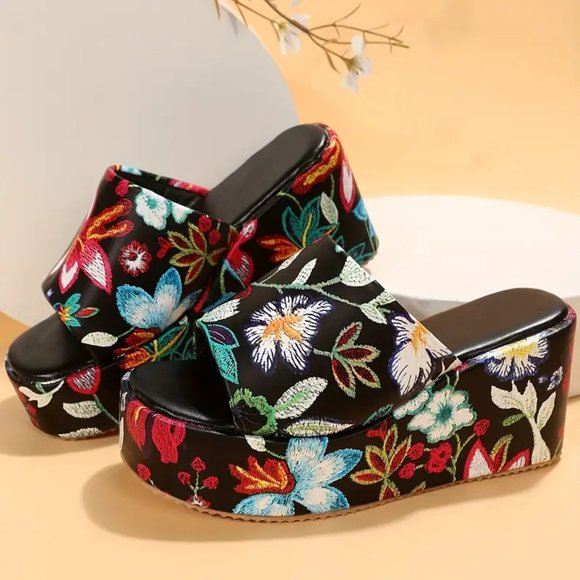 Private Label | Shoes | Trendy Floral Wedge Sandals For Women | Poshmark